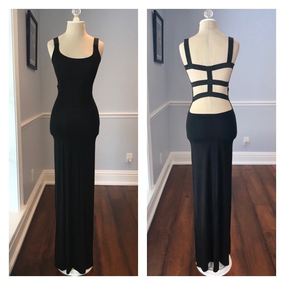 Tobi | Dresses | Tobi Black Bodycon Caged Back Maxi Dress | Poshmark